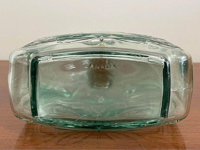 Vintage Light Sage Green Glass Bottle With Cork Lid Sunflower Pattern ...