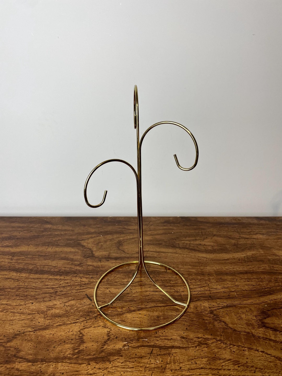 Multi 3-arm Brass Tone Ornament Tree Stand Gold Metal Wire Holder for ...
