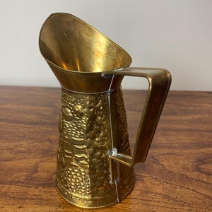 Vintage Hammered Brass Water Pitcher | Made in England Pub Scene Design ...