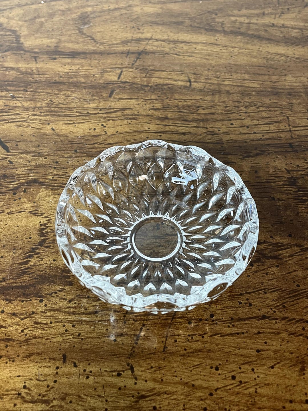 Vintage Crystal Jewelry Dish | Round Trinket Bowl | Elegant Ring Holder ...