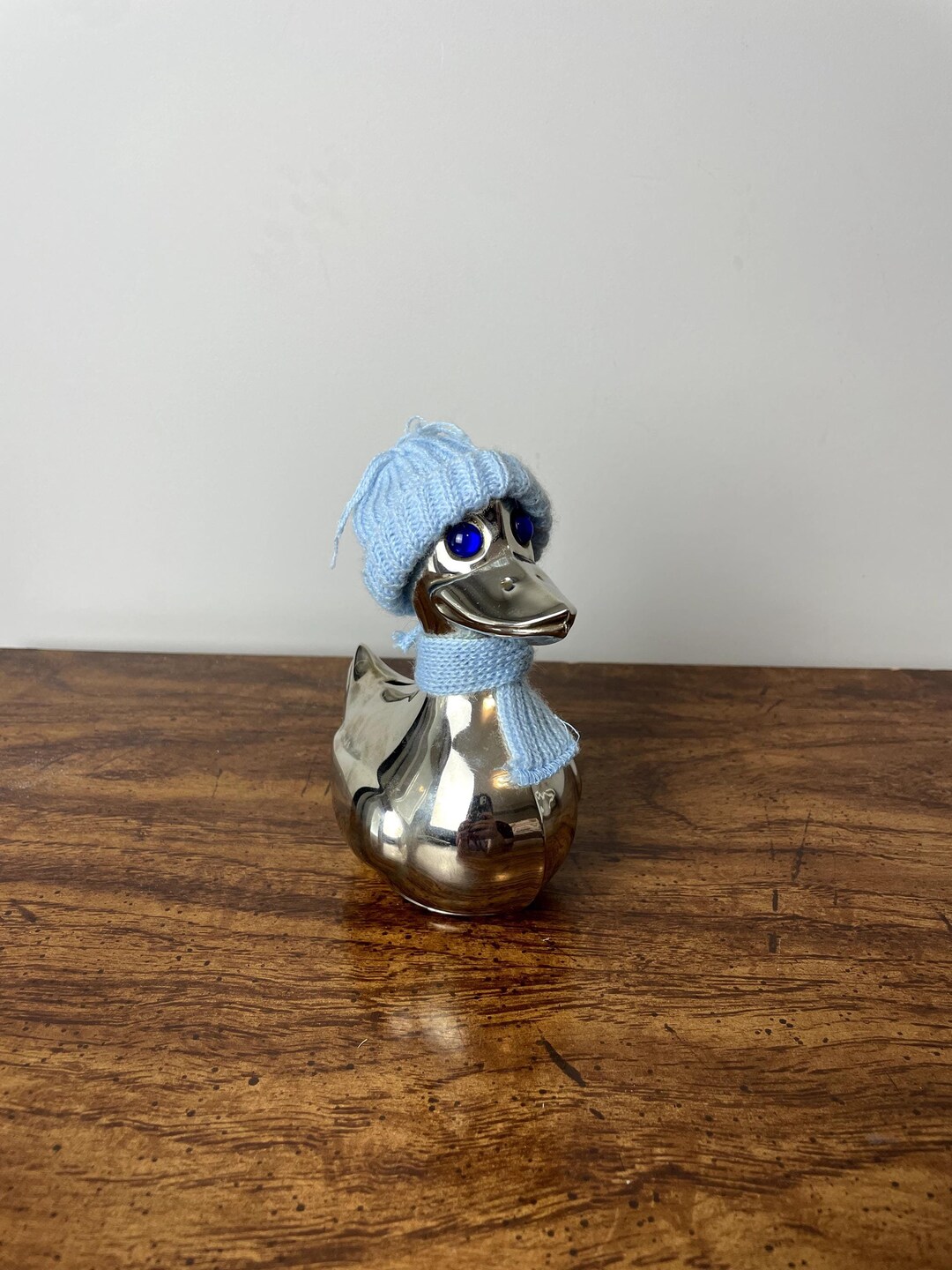 Vintage Duck Bank With Blue Cabochon Eyes & Crochet Scarf Leonard ...