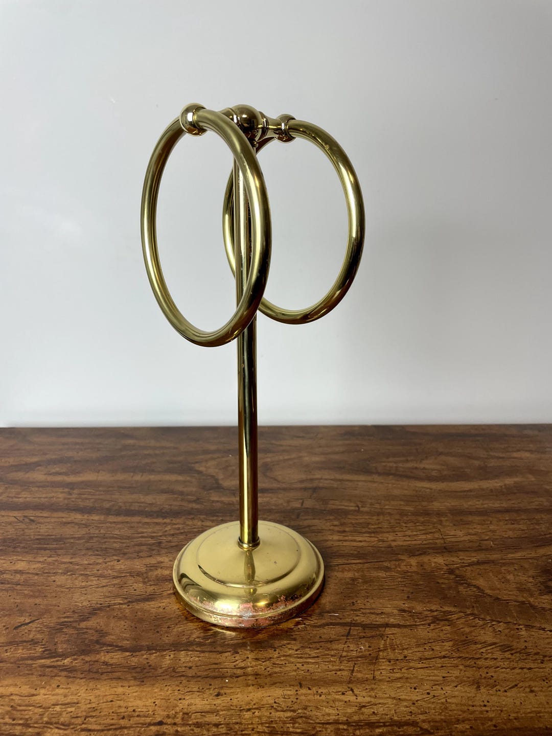 Vintage MCM Brass Double Hand Towel Ring Holder Stand Countertop ...