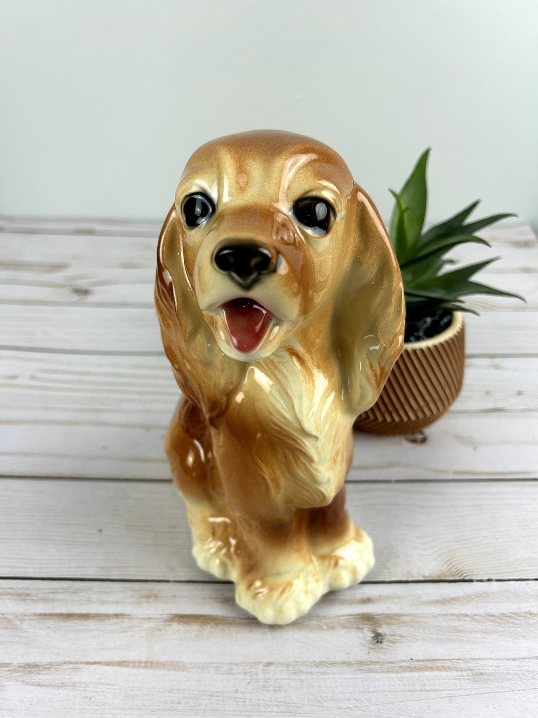 Vintage Royal Copley Cocker Spaniel Planter | 1950s Brown Dog Figurine ...