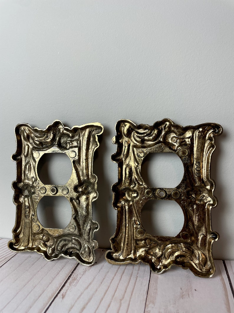 Vintage Brass Electrical Outlet Cover 1960's Ornate Metal Switch Plate ...