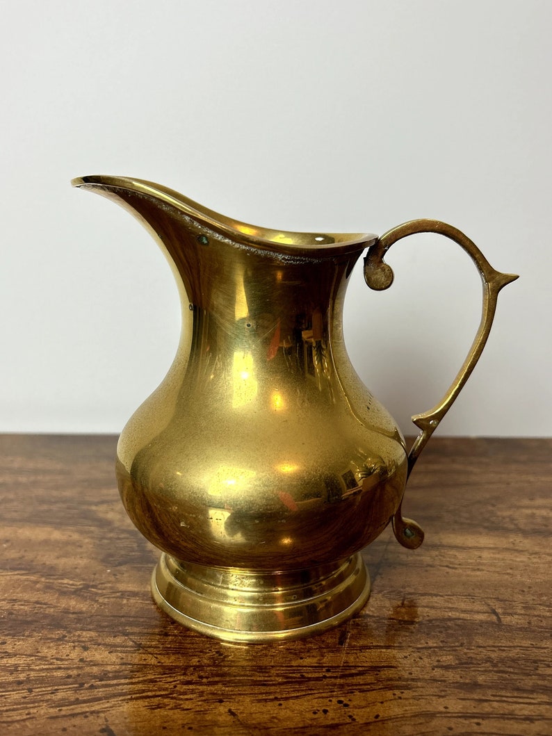 Vintage Brass Pitcher Classic Design With Aged Patina Decorative and ...