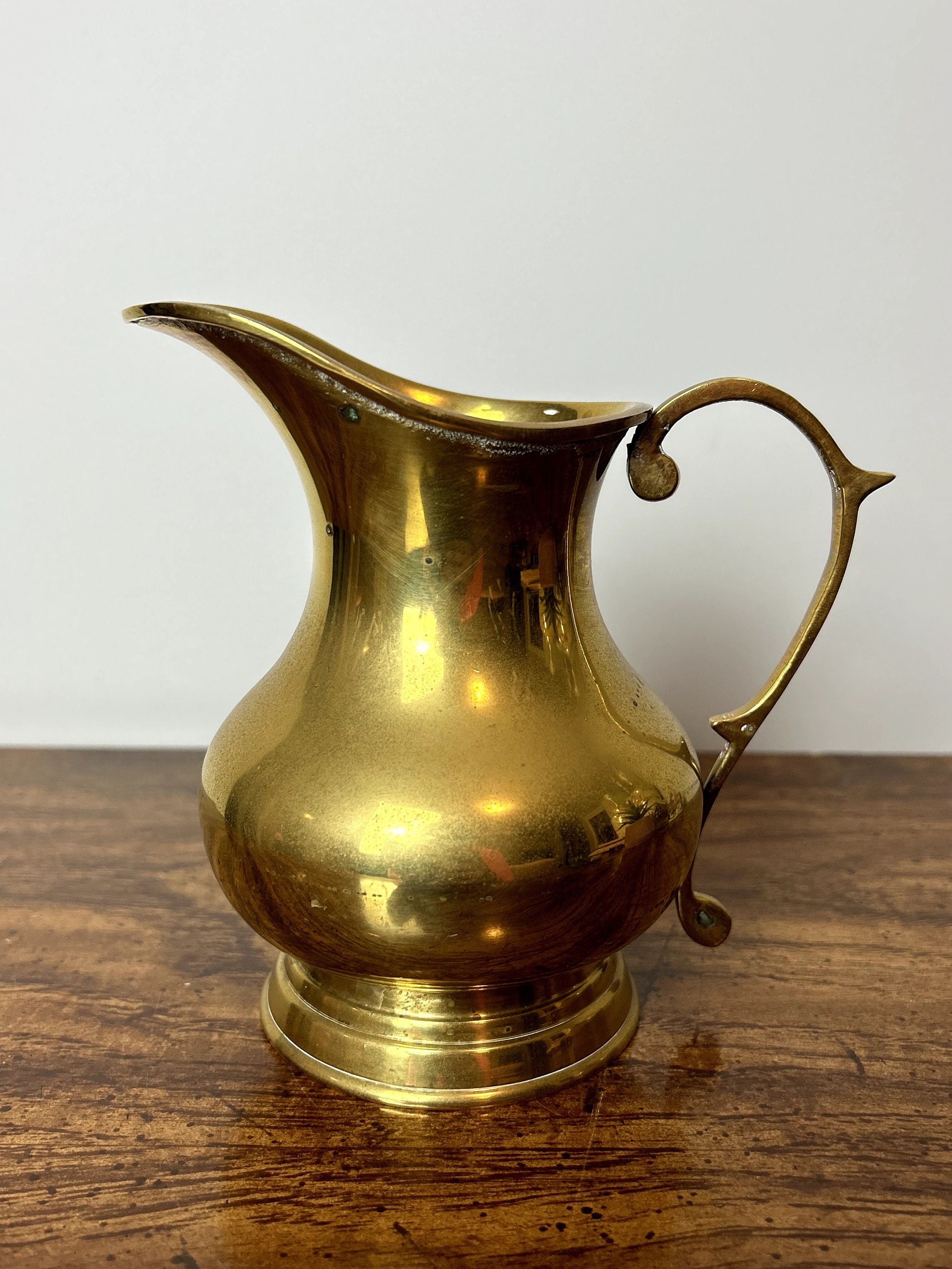 Vintage Brass Pitcher Classic Design With Aged Patina Decorative and ...