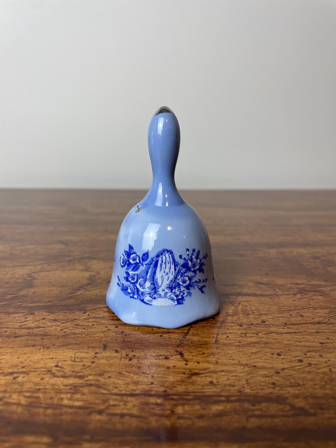 Vintage Blue Ceramic Praying Hand Bell Christian Living Room Accent ...