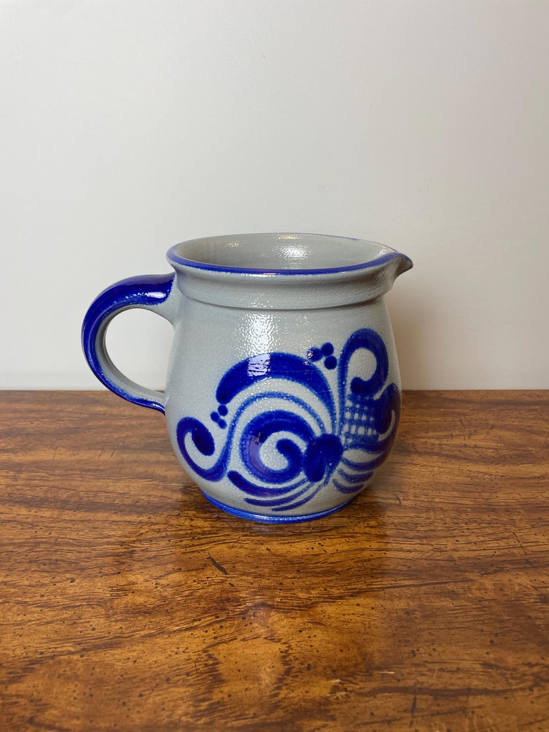 Vintage Handarbeit Salt Glazed Ceramic Pitcher W/ Handle | German Heavy ...
