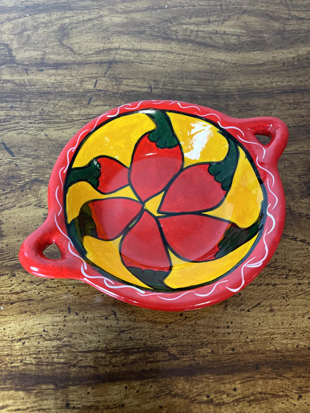 Vintage Ceramic Southwest Hand-painted Chili Pepper Small Serving Bowl ...