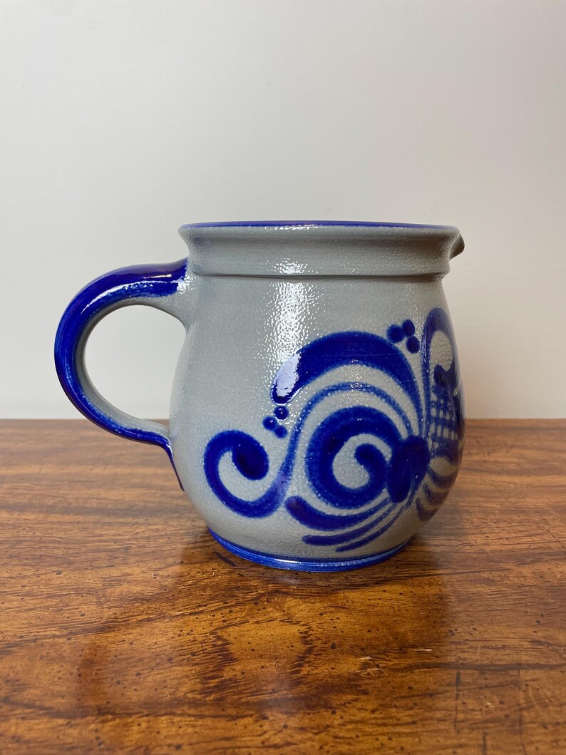 Vintage Handarbeit Salt Glazed Ceramic Pitcher W/ Handle | German Heavy ...