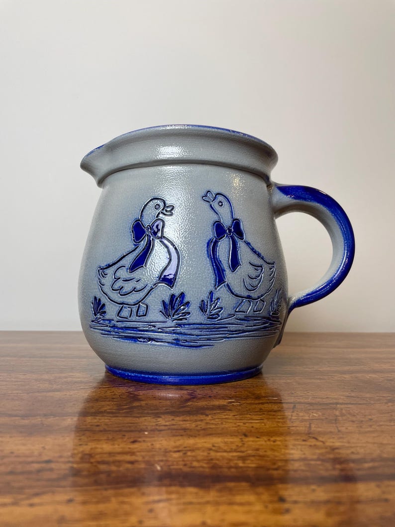 Vintage Handarbeit Salt Glazed Ceramic Pitcher W/ Handle | German Heavy ...