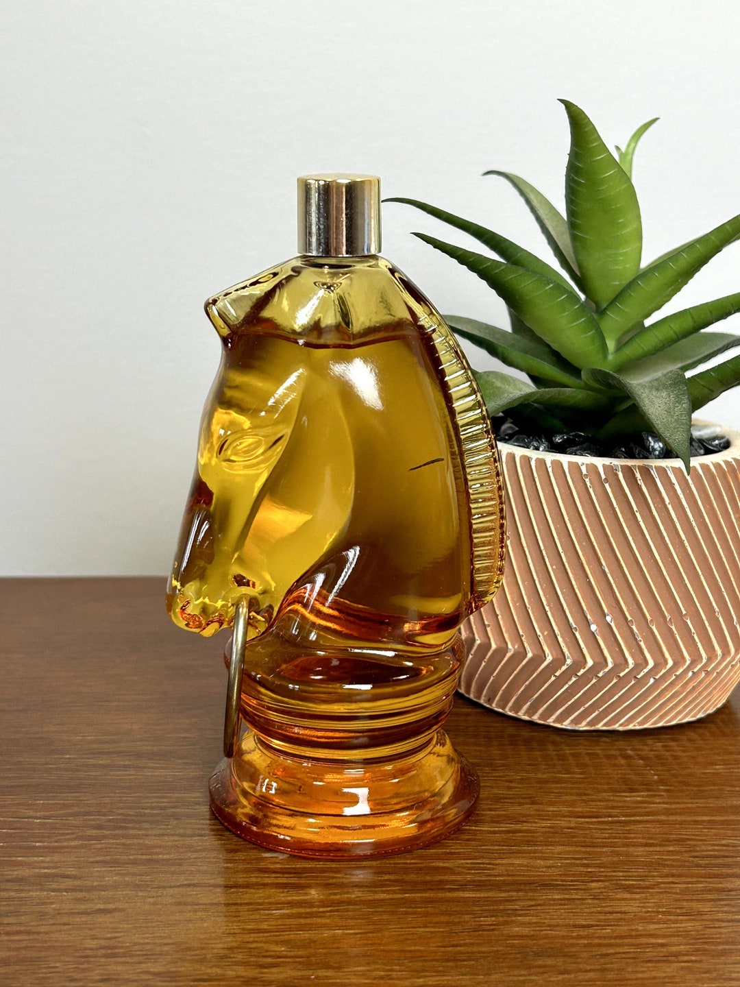 RARE Vintage 1970s Avon Amber Glass Horse Head wild Country Aftershave ...
