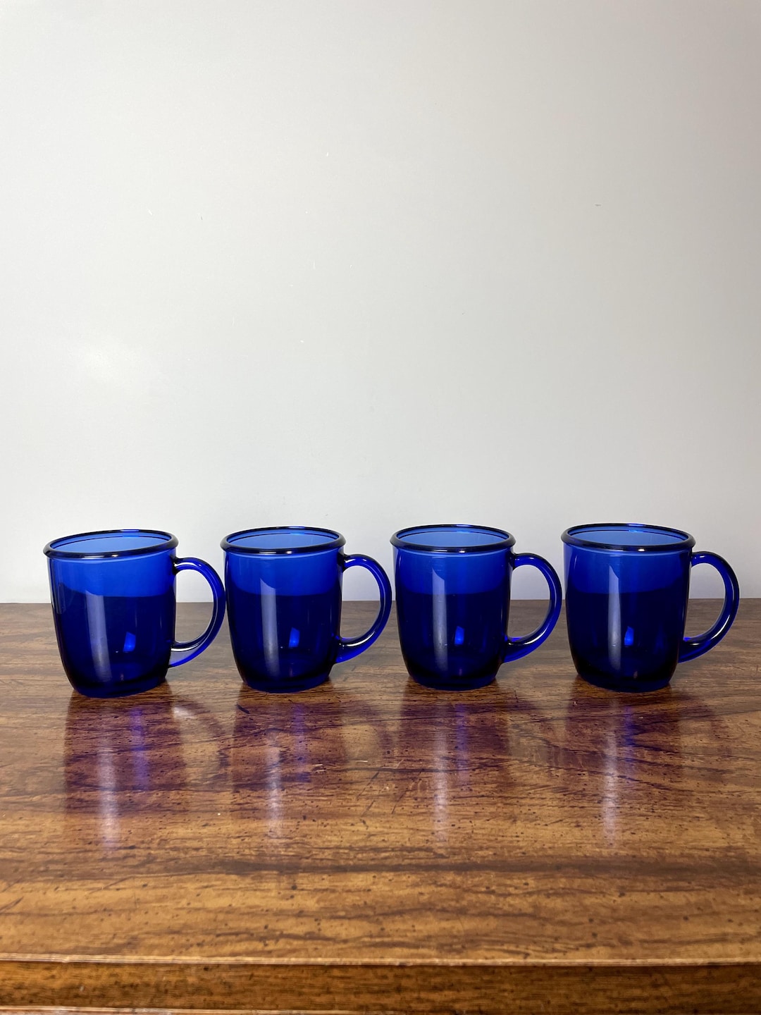 Vintage Arcoroc France Glass Cups | Set of 4 Cobalt Blue Coffee Mugs ...