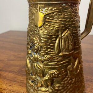 Vintage Hammered Brass Water Pitcher | Made in England Pub Scene Design ...