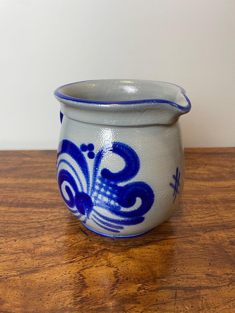 Vintage Handarbeit Salt Glazed Ceramic Pitcher W/ Handle | German Heavy ...