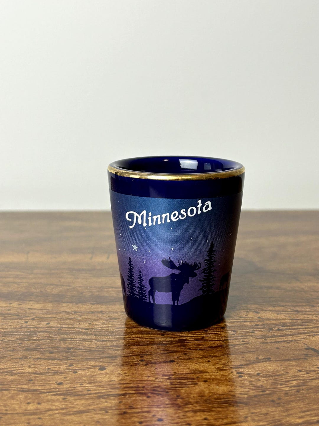 Vintage Minnesota Shot Glass Porcelain With Cobalt Blue Finish ...