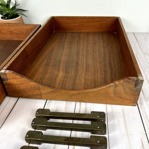 Vintage 2-level Wood Desk Tray Organizer Wooden Office Accessories for ...