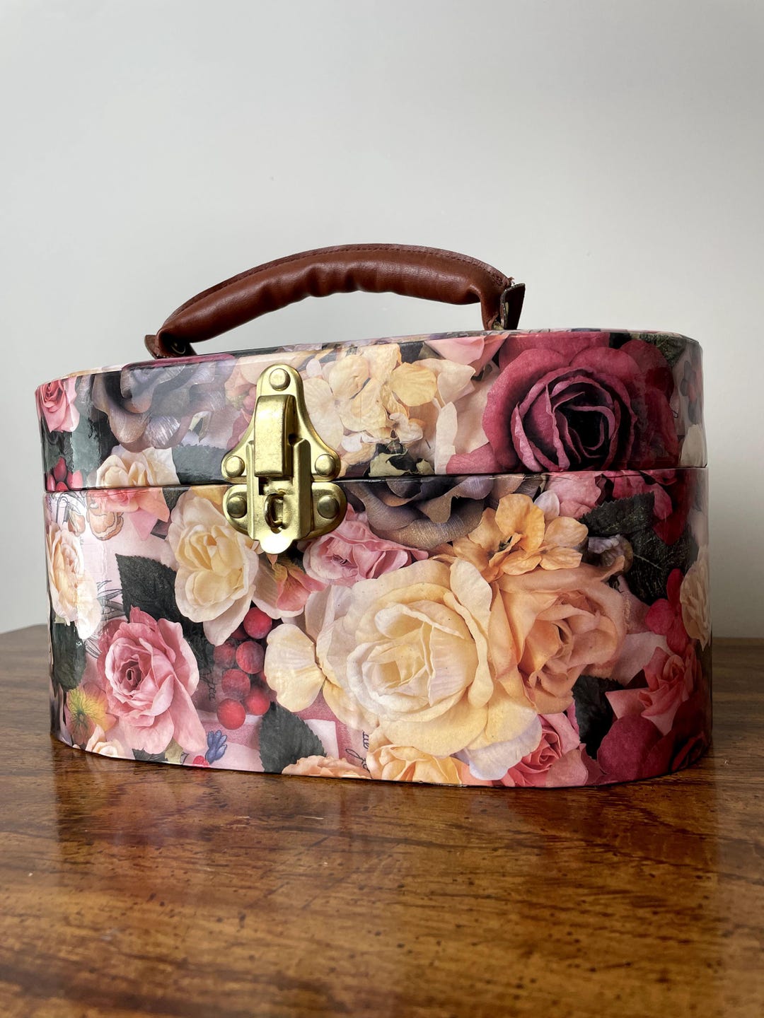 Vintage '90s Floral Decoupage Train Case - Cosmetic Organizer | Sewing ...