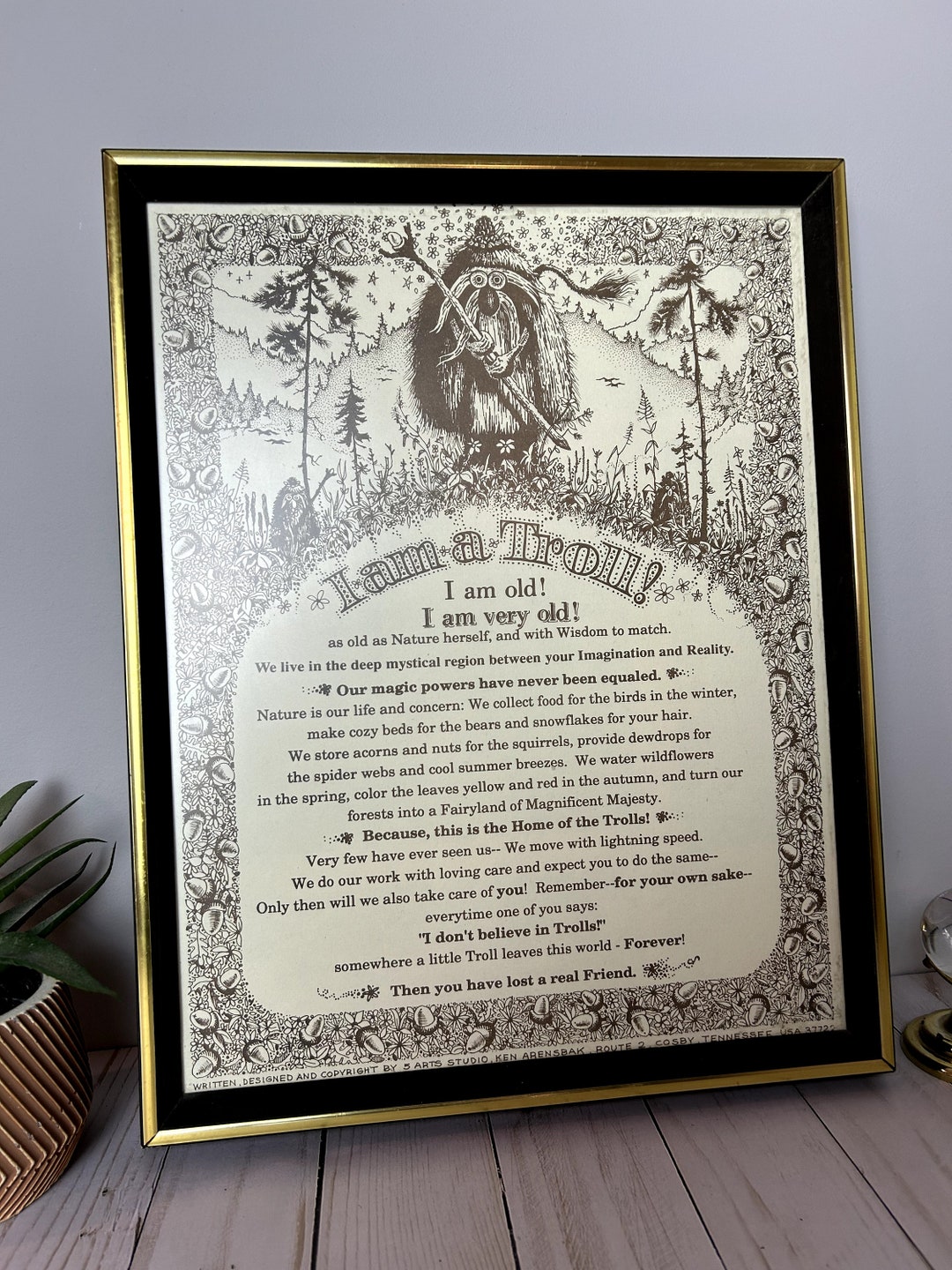 Vintage Framed Art i Am A Troll Poem by 5 Arts Studio 15 Tall & 11.5 ...