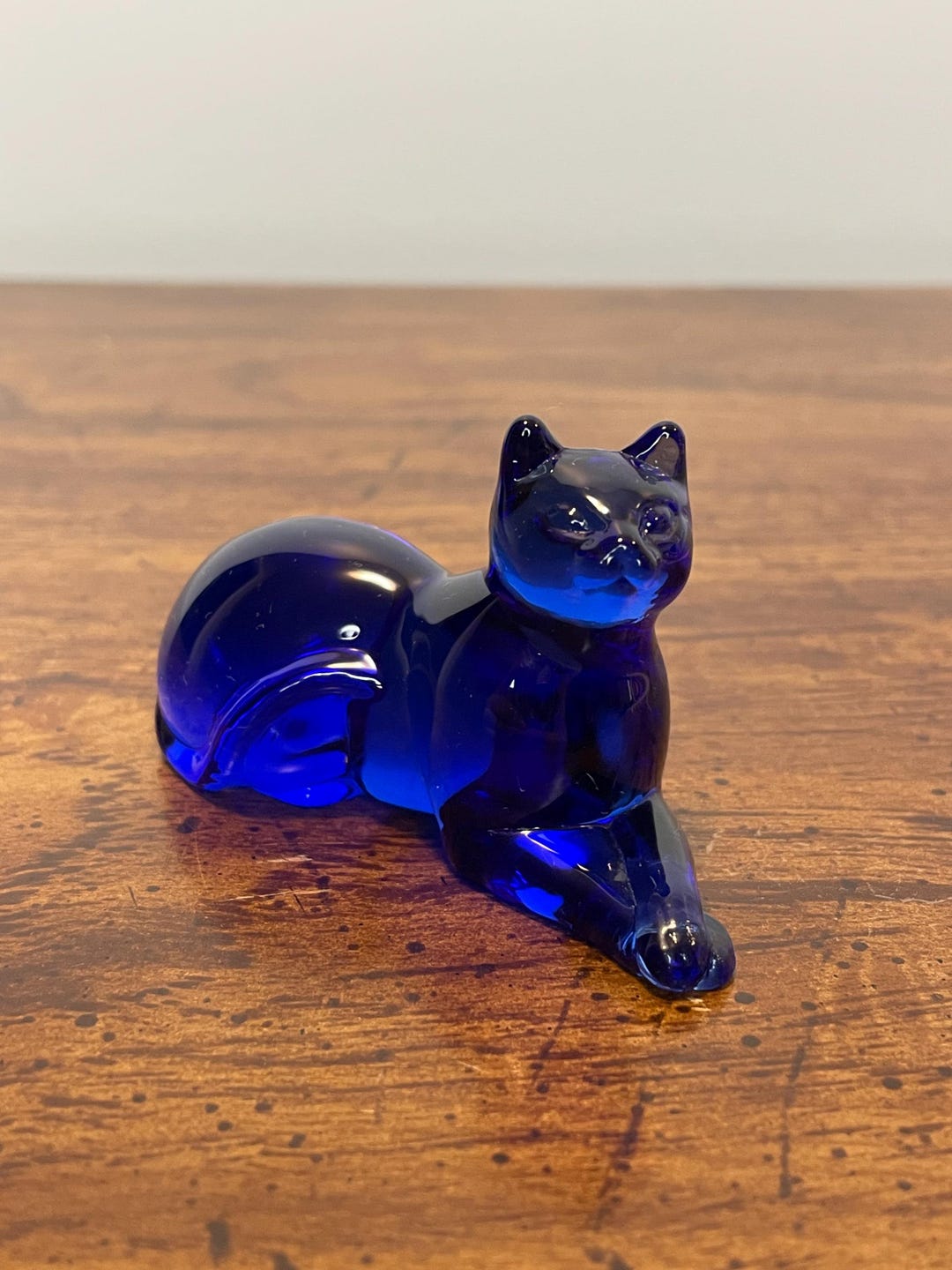 Rare Vintage Cobalt Blue Franklin Mint Cat Curio Figurine | Glass Cat ...