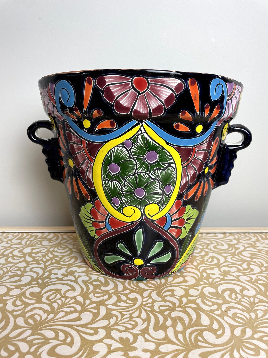 Talavera Painted Ceramic Pottery Wall Planter Castillo Mexico | Vibrant ...