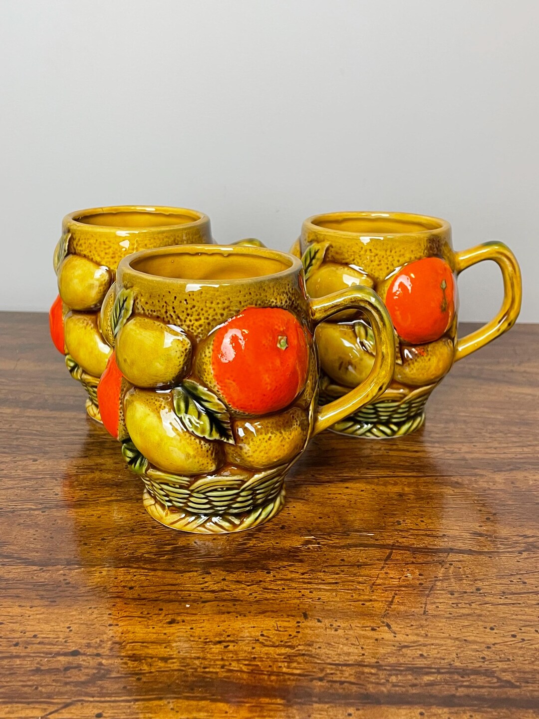 Vintage INARCO Japan Ceramic Orange Spice Coffee Mugs | Set of 3 | Gift ...