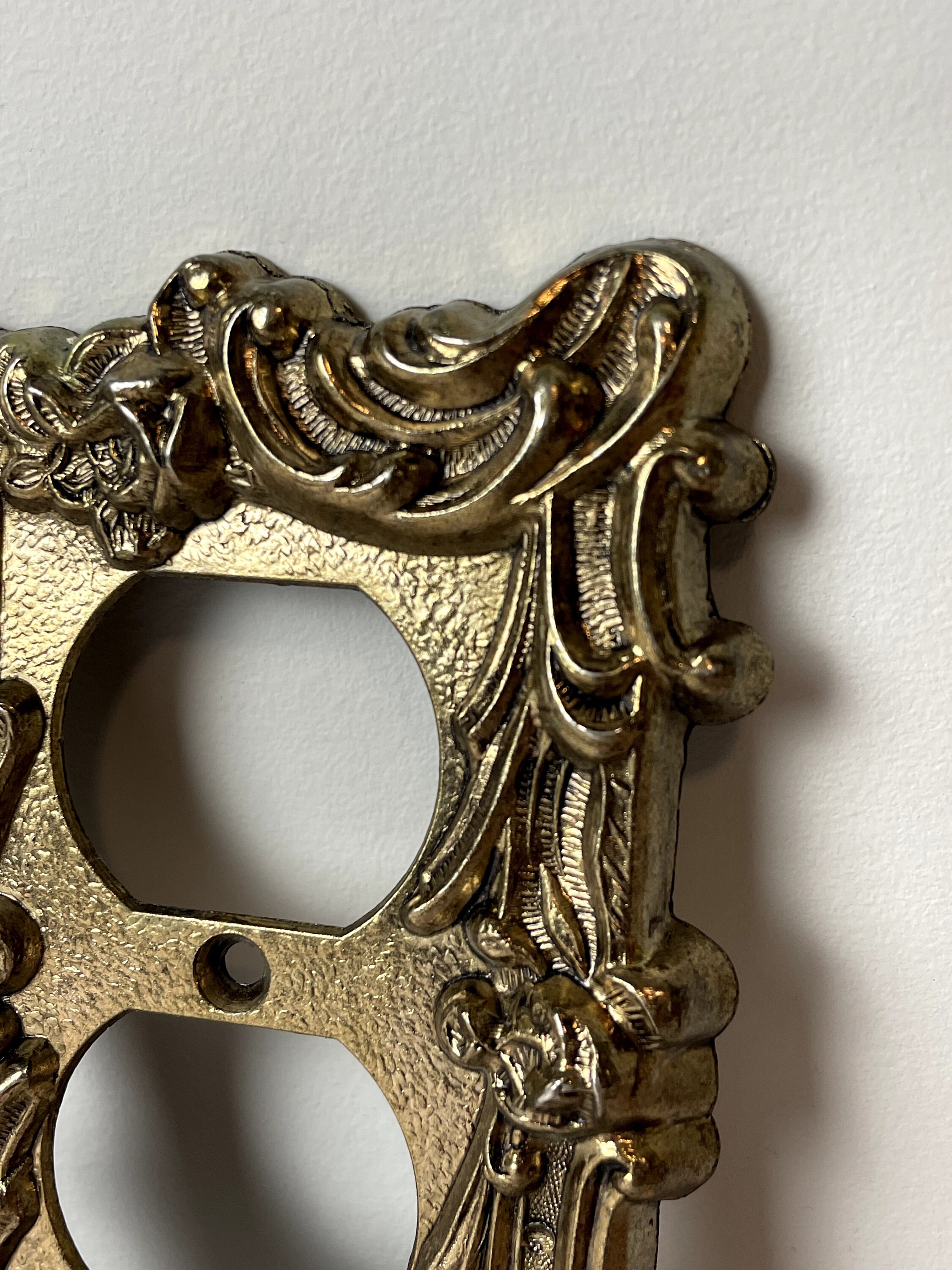 Vintage Brass Electrical Outlet Cover 1960's Ornate Metal Switch Plate ...
