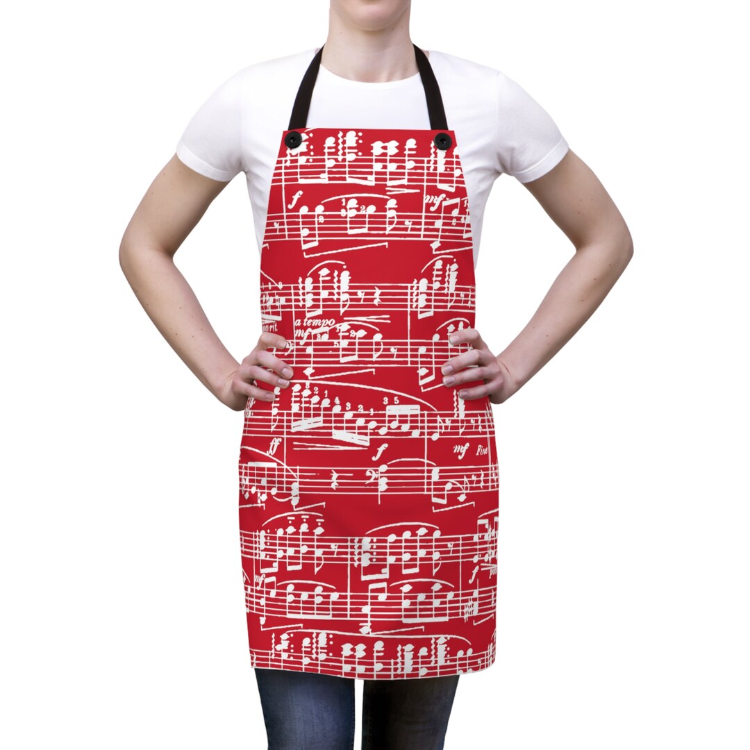 Music Teacher Apron: Red Musical Notes Chef Apron - Etsy