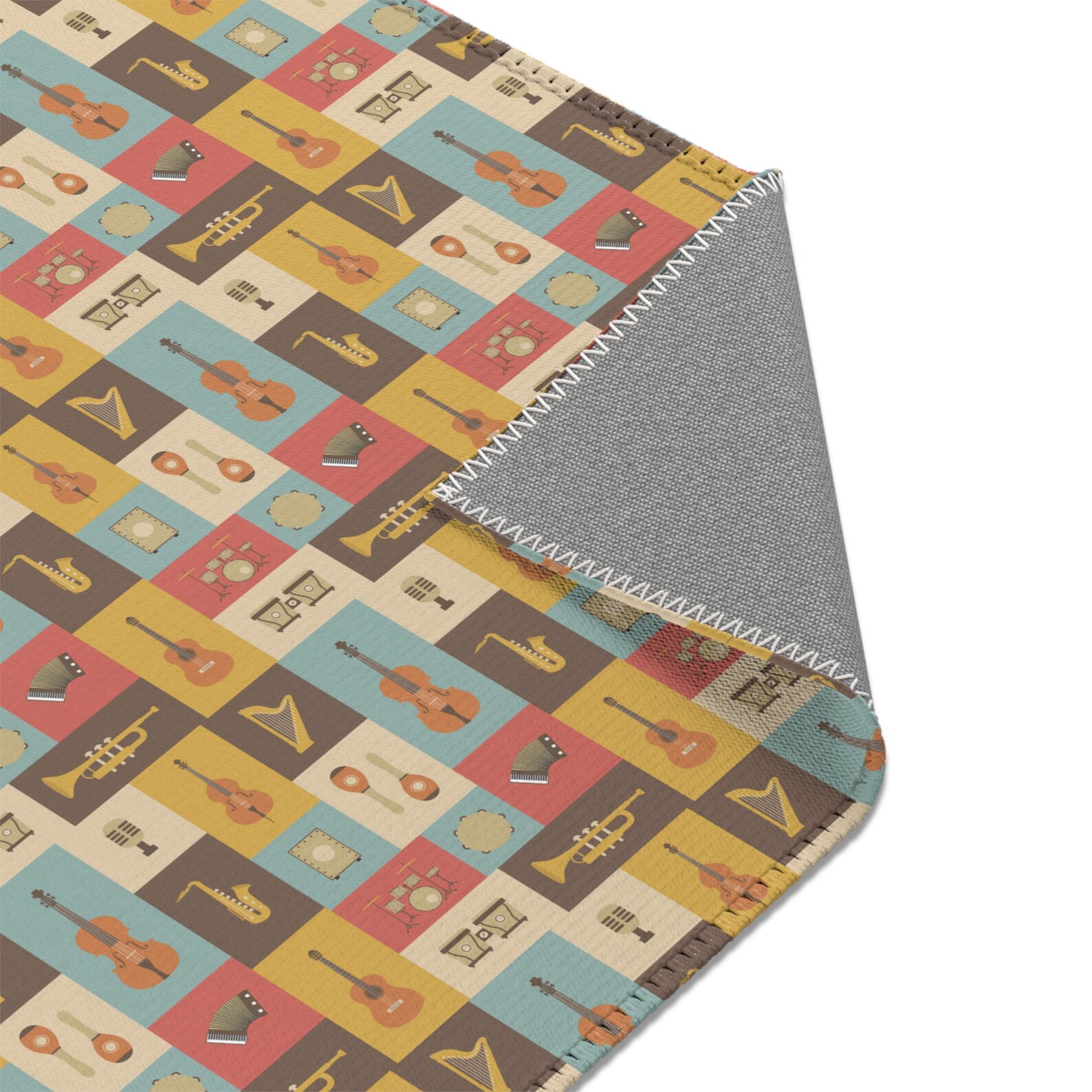 Mid-century Modern Music Instrument Area Rug: Music Room Decor - Etsy
