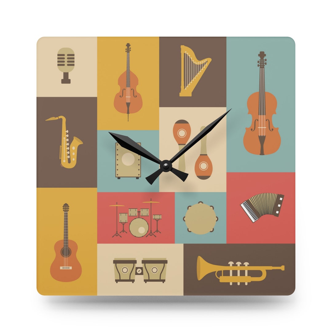 Music Teacher Gift, Mid-century Music Room Clock, Retirement Gift ...