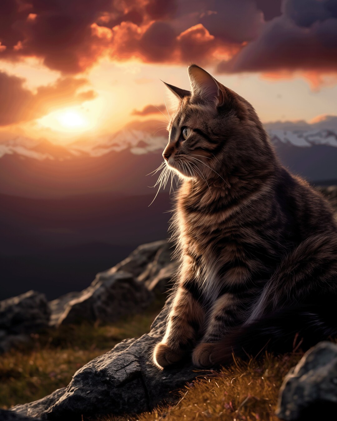 Cat Contemplating Life Digital Print Cat Home Decor Art - Etsy