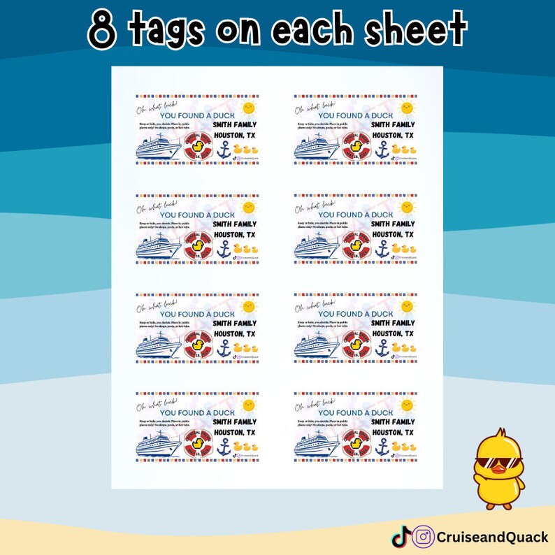 Personalized Tags for Cruising Ducks Carnival/royal Caribbean Duck Tags ...