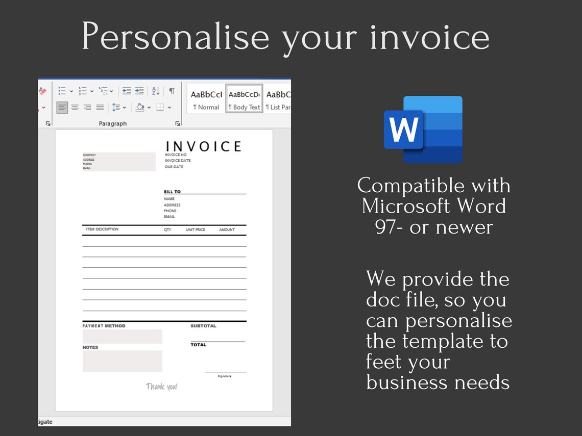 Invoice Template, Editable Invoice Template, Business Invoice ...