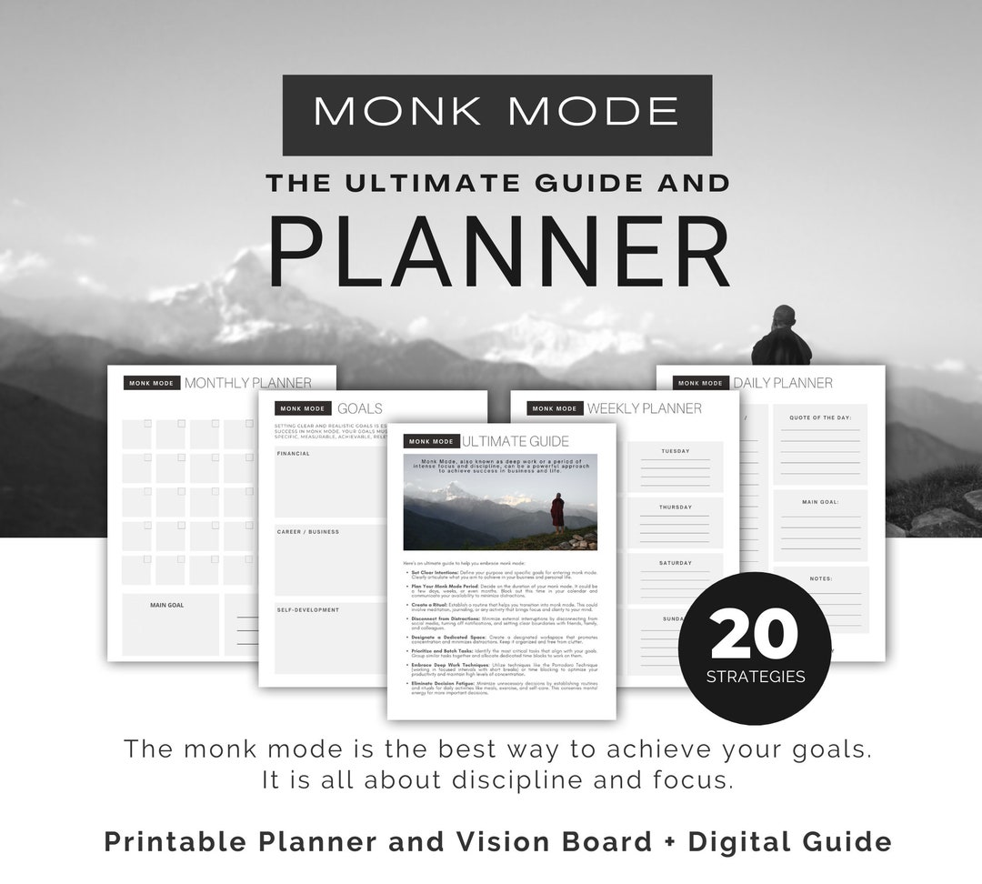 Monk Mode Minimalist Ultimate Guide and Printable Planner - Etsy Ireland