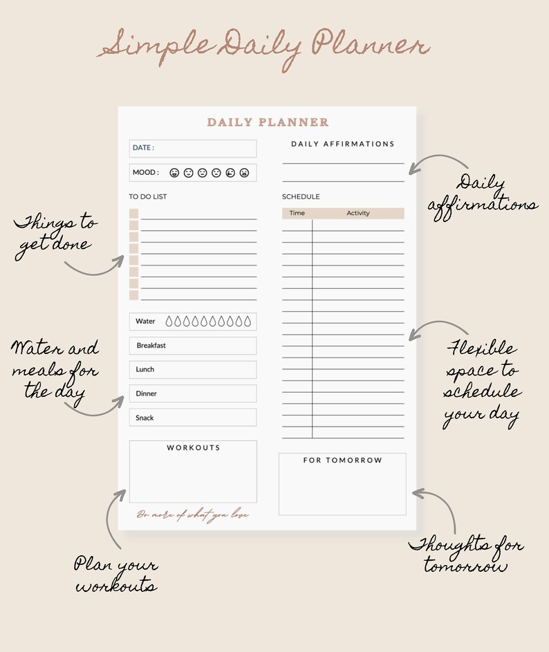 24 Hour Daily Planner Printable Work Day Schedule A4 - Etsy