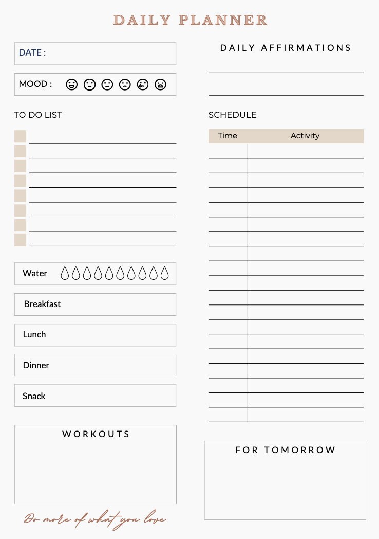 24 Hour Daily Planner Printable Work Day Schedule A4 - Etsy