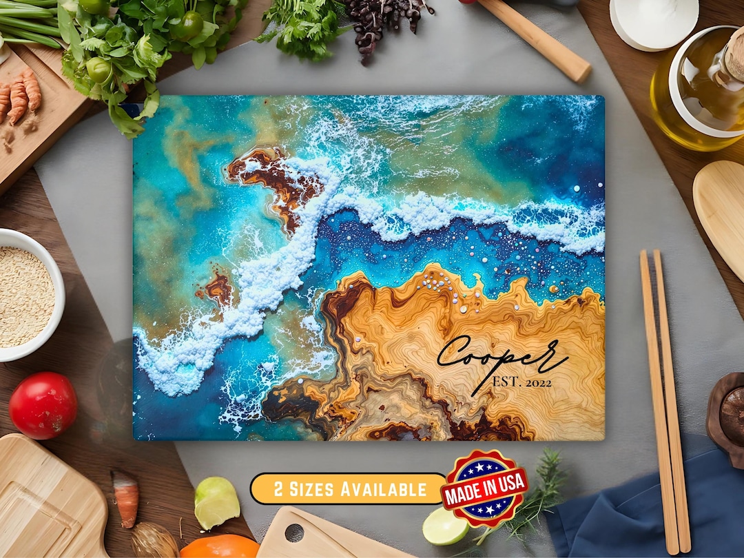 Personalized Glass Charcuterie Board Gift, Epoxy River Resin Cutting ...