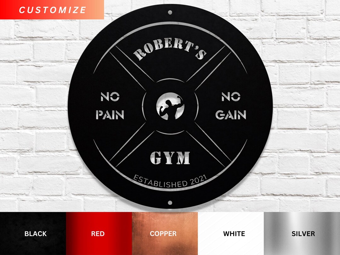 Gym Weight Plate Monogram, Personalized Home Gym Sign, Custom Metal ...