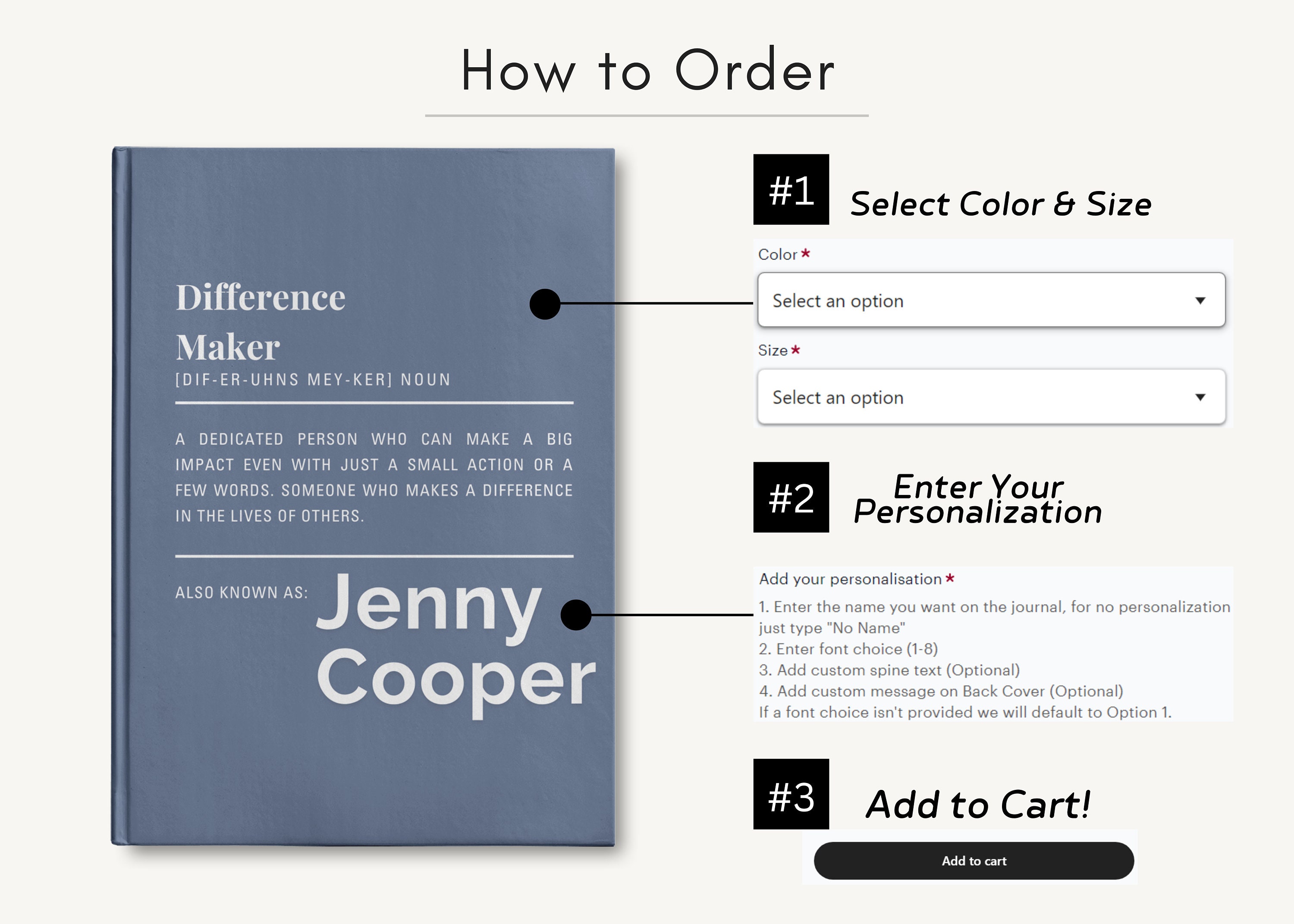 Personalized Difference Maker Journal, Difference Maker Gift ...