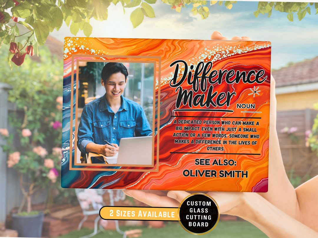 Personalized Difference Maker Cutting Board Gift, Coworker Birthday Difference Maker Definition ...