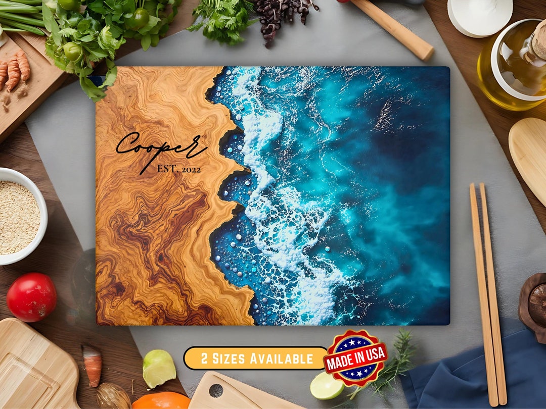 Personalized Glass Charcuterie Board Gift, Epoxy River Resin Cutting ...