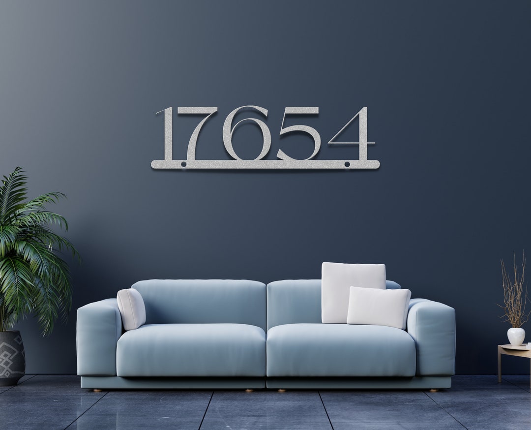 Mid Century Metal House Number Sign, Address Number Sign, Modern ...