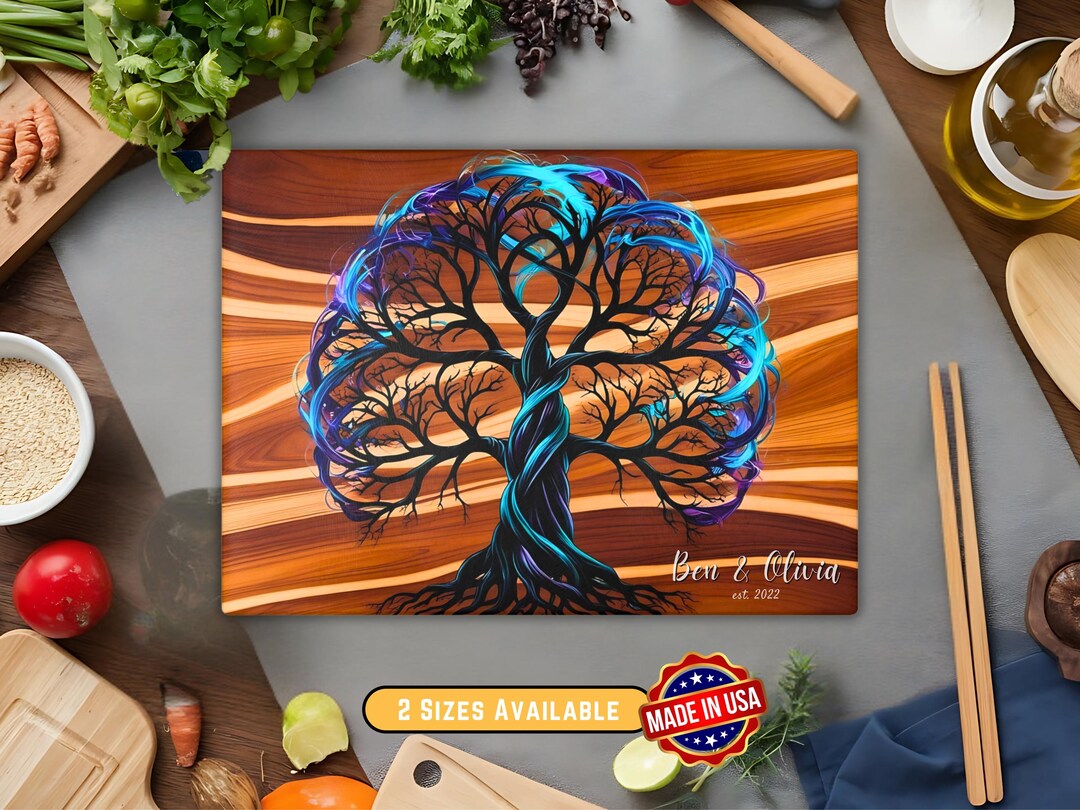 Tree of Life Glass Charcuterie Board, Cutting Board, Wedding Gift ...