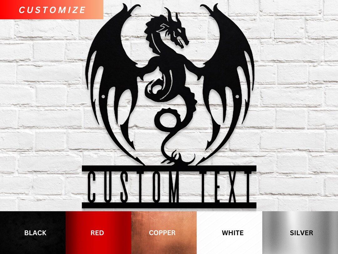 Custom Flaming Dragon Wall Art, Personalized Flaming Dragon Signs ...