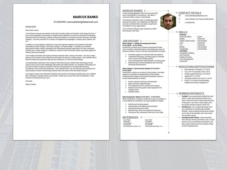 Modern Creative Resume CV Template Design Package for Word - Etsy