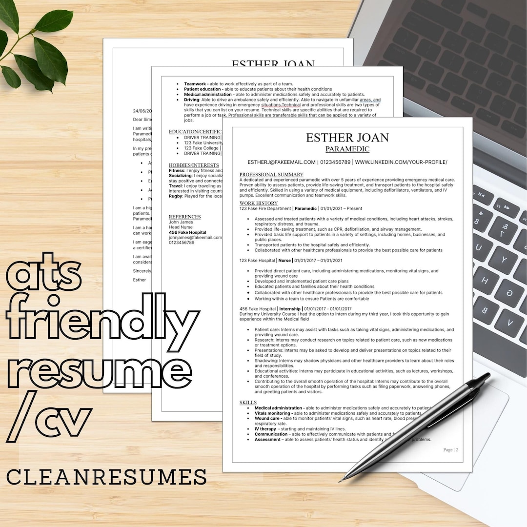 CV amigable con ATS CV para Word CV profesional Plantilla - Etsy España