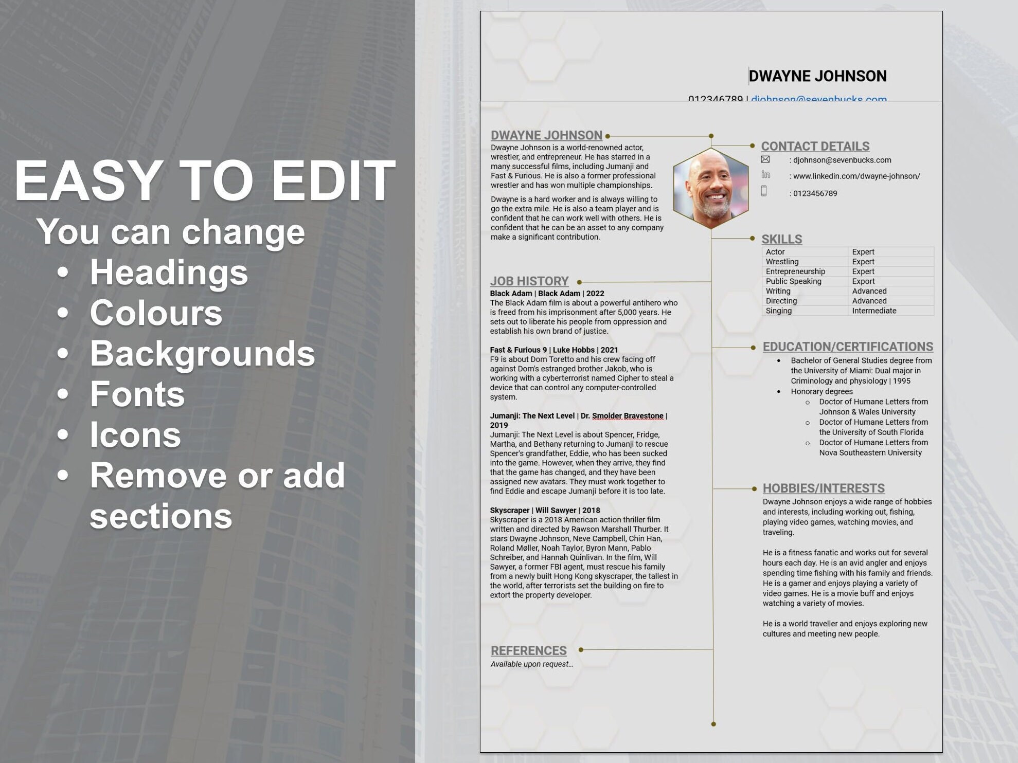 Modern Creative Resume CV Template Design Package for Word Googledocs ...