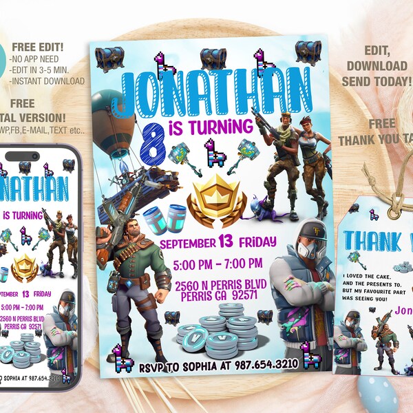 Fortnight Birthday Invitation - Etsy