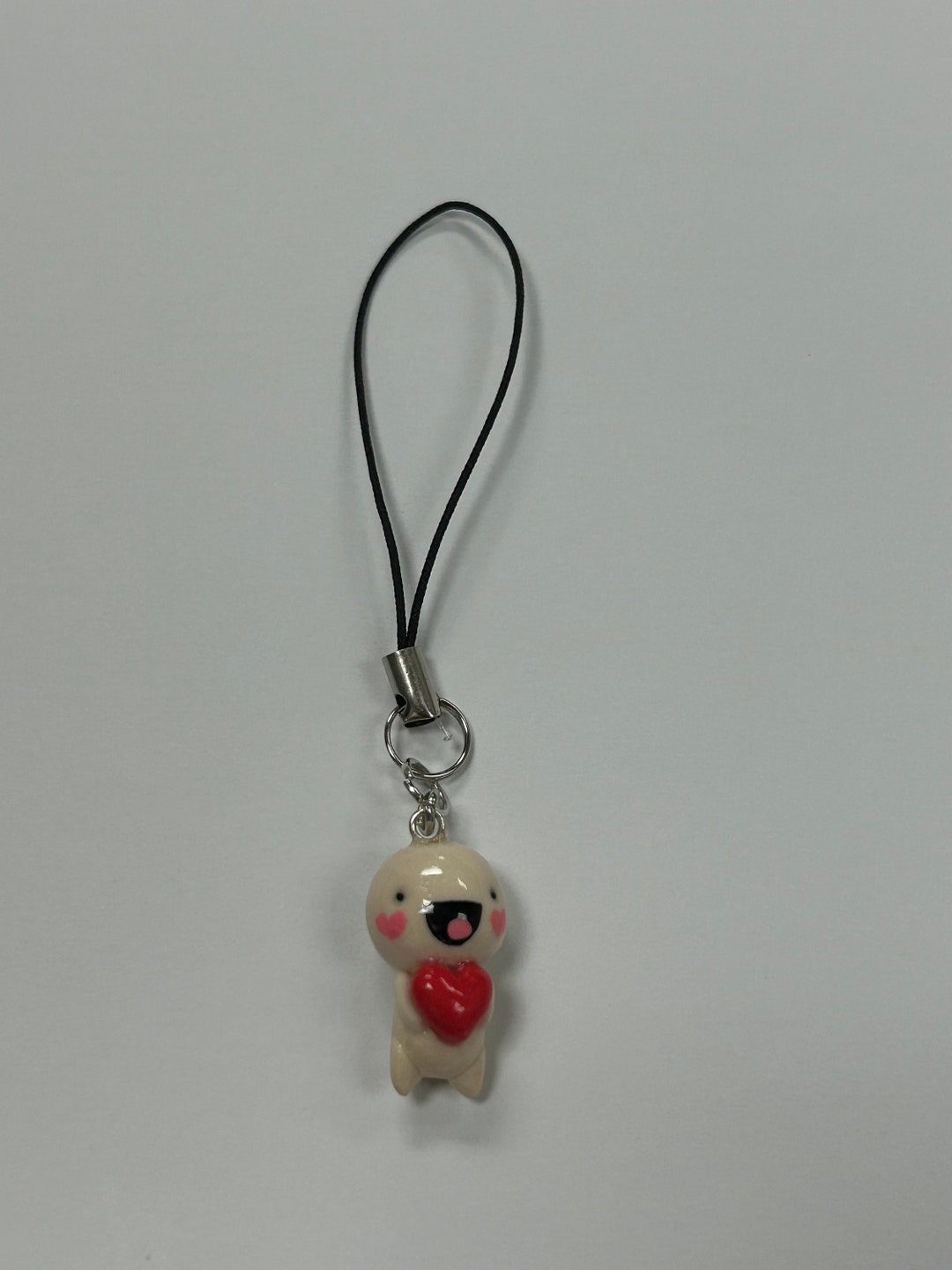 Handmade Smiley Face Holding Heart Polymer Clay Keychain - Etsy