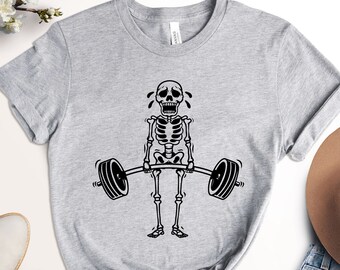 Deadlift Skeleton Shirt, Skeleton Workout Shirt, Crossfit Tee ...